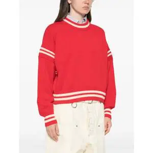 GOLDEN GOOSE Cotton Waffle Knit Jumper - Red
