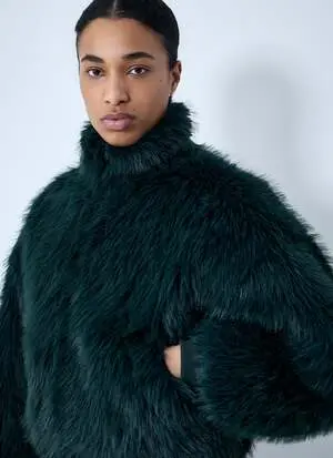 Balenciaga Faux Fur Bomber Jacket