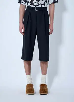 Dries Van Noten Pleated Wool Knee-length Trousers - Black