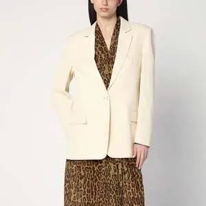Stella McCartney Single-breasted Jacket In Butter Colour - White