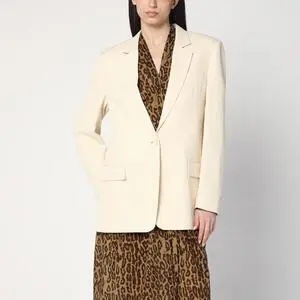 Stella McCartney Single-breasted Jacket In Butter Colour - White