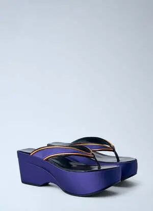 Dries Van Noten Satin Platform Thong Sandals