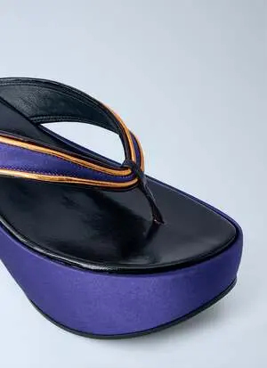 Dries Van Noten Satin Platform Thong Sandals