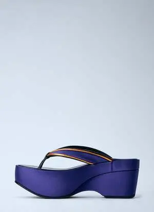 Dries Van Noten Satin Platform Thong Sandals