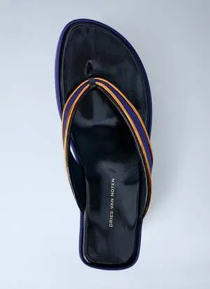 Dries Van Noten Satin Platform Thong Sandals
