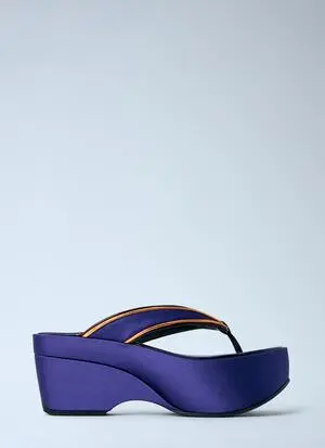 Dries Van Noten Satin Platform Thong Sandals - Blue