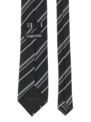TOM FORD Diagonal Striped Tie - Black