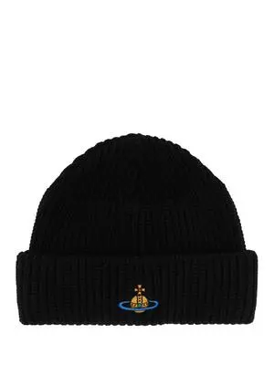 VIVIENNE WESTWOOD Beanie Hat With Logo - Black