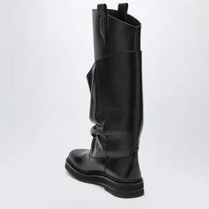 Attico Robin Passeggiata Combat Boots In Calf Leather - Black