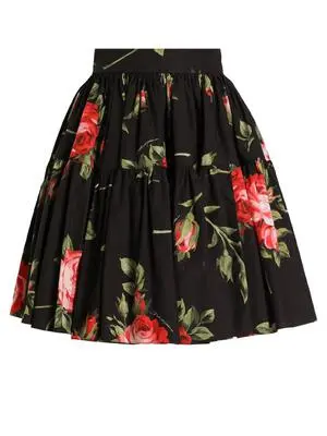 Dolce & Gabbana Miniskirt With Bouquet Print - Black