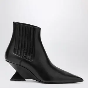 Attico Cheope Wedge-heel Ankle Boots In Calfskin - Black