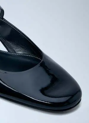 TOTEME Patent Leather Slingback Flats - Black