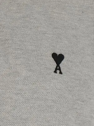 AMI Paris Polo Shirt With De Coeur Contrast And Black Cotton Fabric For