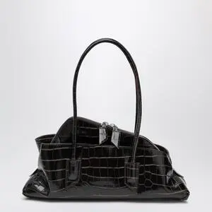 Attico La Passeggiata Small Bag In Coffee Crocodile-print Leather - Brown
