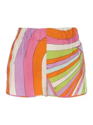 Emilio Pucci Silk Geometric Print Shorts - Multicolor