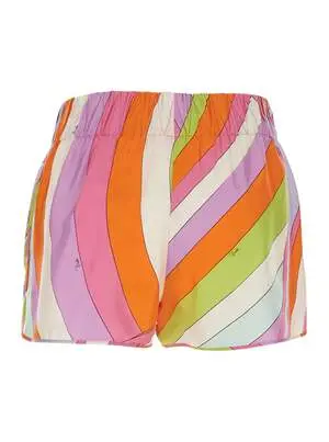 Emilio Pucci Silk Geometric Print Shorts - Multicolor