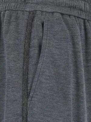 Brunello Cucinelli Cotton Blend Monil Detail Pants - Gray