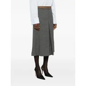 Prada Wool Midi Skirt - Gray