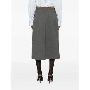 Prada Wool Midi Skirt - Gray