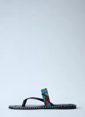 Dries Van Noten Embellished Whipstitched Leather Sandals - Blue