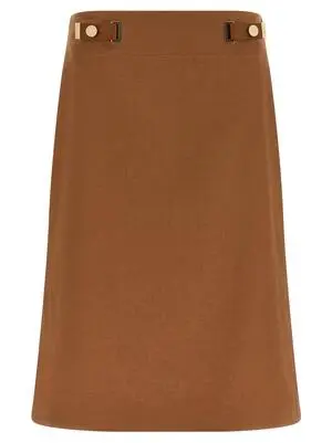 Fendi Linen Blend Midi Skirt - Brown