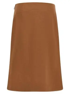 Fendi Linen Blend Midi Skirt - Brown
