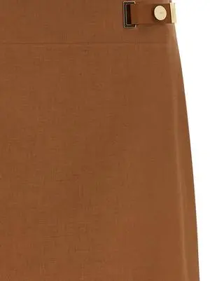 Fendi Linen Blend Midi Skirt - Brown