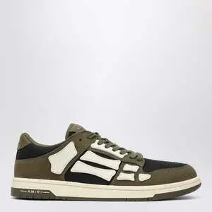 Amiri Skel Top Low Sneakers In /army Green/white - Black