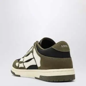 Amiri Skel Top Low Sneakers In /army Green/white - Black
