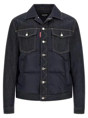 Dsquared2 Dsquared2 Men Padded 'Hybrid' Trucker Jacket Blue