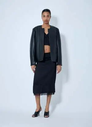 TOTEME Open Front Leather Jacket - Black