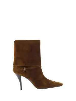 Saint Laurent Vicky Ankle Boots - Brown