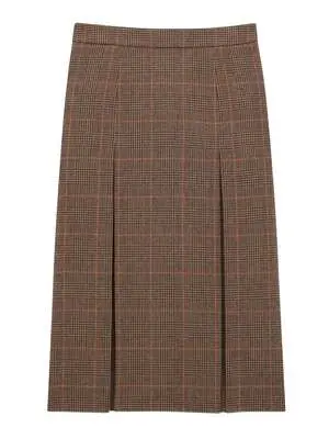 Saint Laurent Wool And Cashmere Prince Of Wales Midi Skirt - Brown