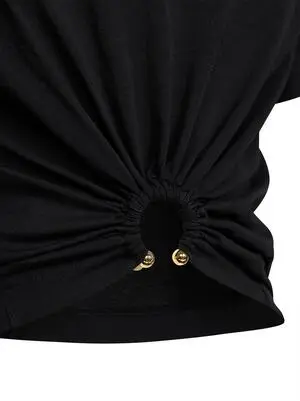 Rabanne Piercing Detailed Cropped T-shirt - Multicolor