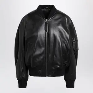Attico Anja Leather Bomber Jacket - Black