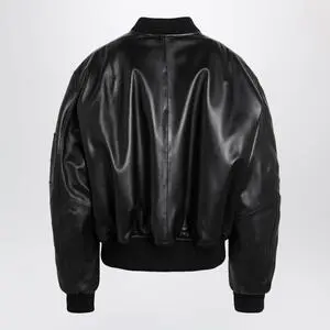 Attico Anja Leather Bomber Jacket - Black
