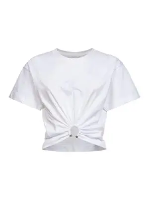 PACO RABANNE PACO RABANNE Pierced Crop Cotton T-Shirt