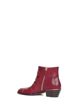 Chloé Grenat Leather Susanna Ankle Boots - Multicolor
