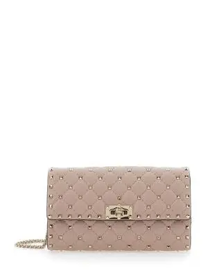 Valentino Garavani Rockstud Spike Nappa Shoulder Bag - Cream