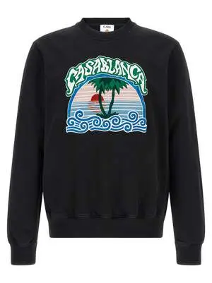 Casablanca Palm Tree Emblem' Embroidered Sweatshirt - Black