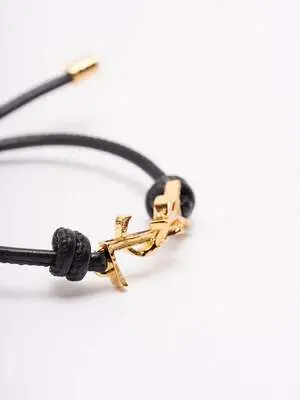 Saint Laurent Leather Monogram Bracelet - Multicolor