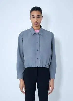 JIL SANDER Cotton Poplin Cropped Shirt - Gray