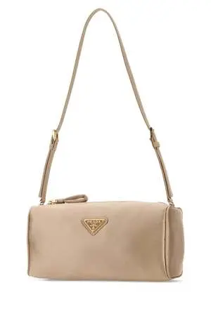 Prada Sand Satin Mini Shoulder Bag - Brown