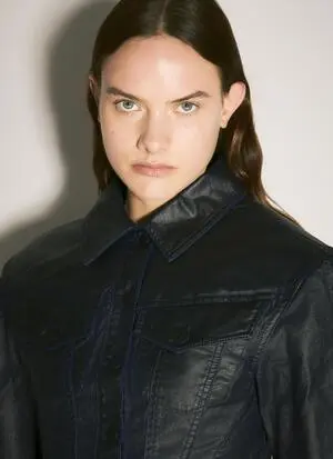 MUGLER Waxed Denim Jacket - Black