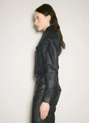 MUGLER Waxed Denim Jacket - Black