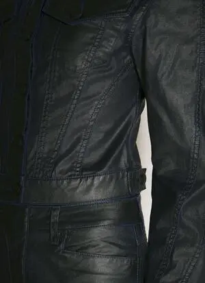 MUGLER Waxed Denim Jacket - Black
