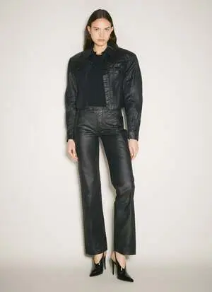 MUGLER Waxed Denim Jacket - Black