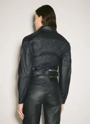MUGLER Waxed Denim Jacket - Black