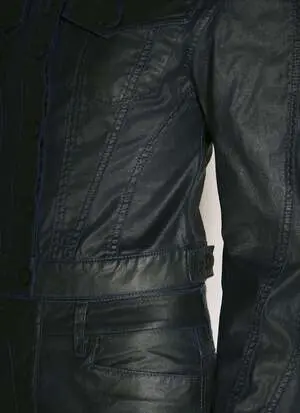 MUGLER Waxed Denim Jacket - Black
