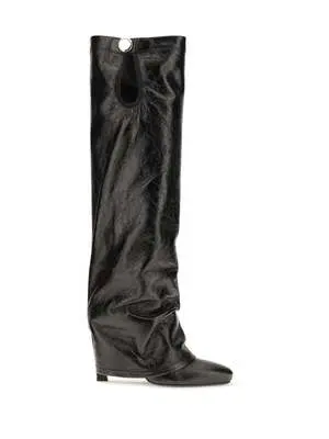 Attico Knee-high Eco-leather Boots - Black